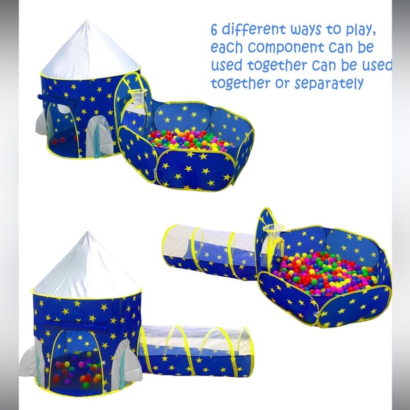 Toys | 3 Piece Blue Star Play Tent Tunnel And Ball Pit | Poshmark